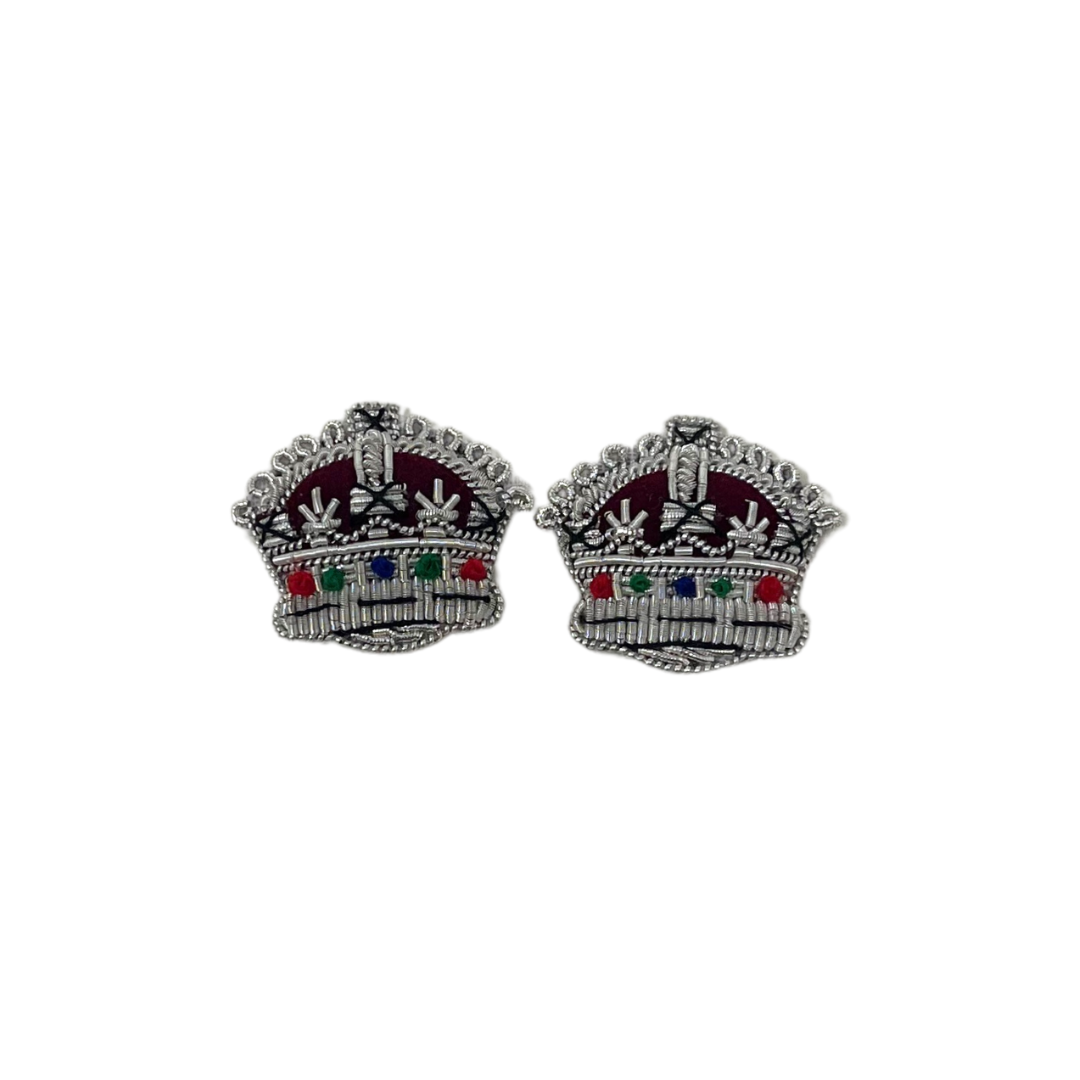 Embroidered Rank Crowns - Silver - 5/8 inch - Pair - Tudor Crown ...